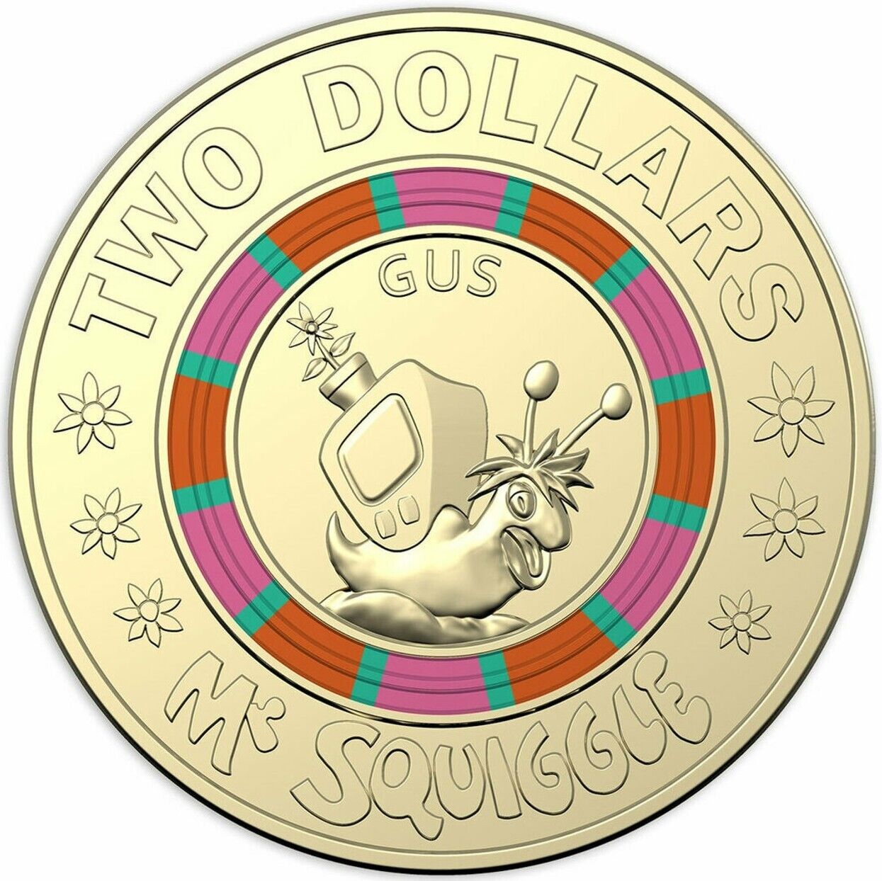 2019 $2 MR SQUIGGLE AND FRIENDS - GUS AUSTRALIAN TWO DOLLAR COLOURED C