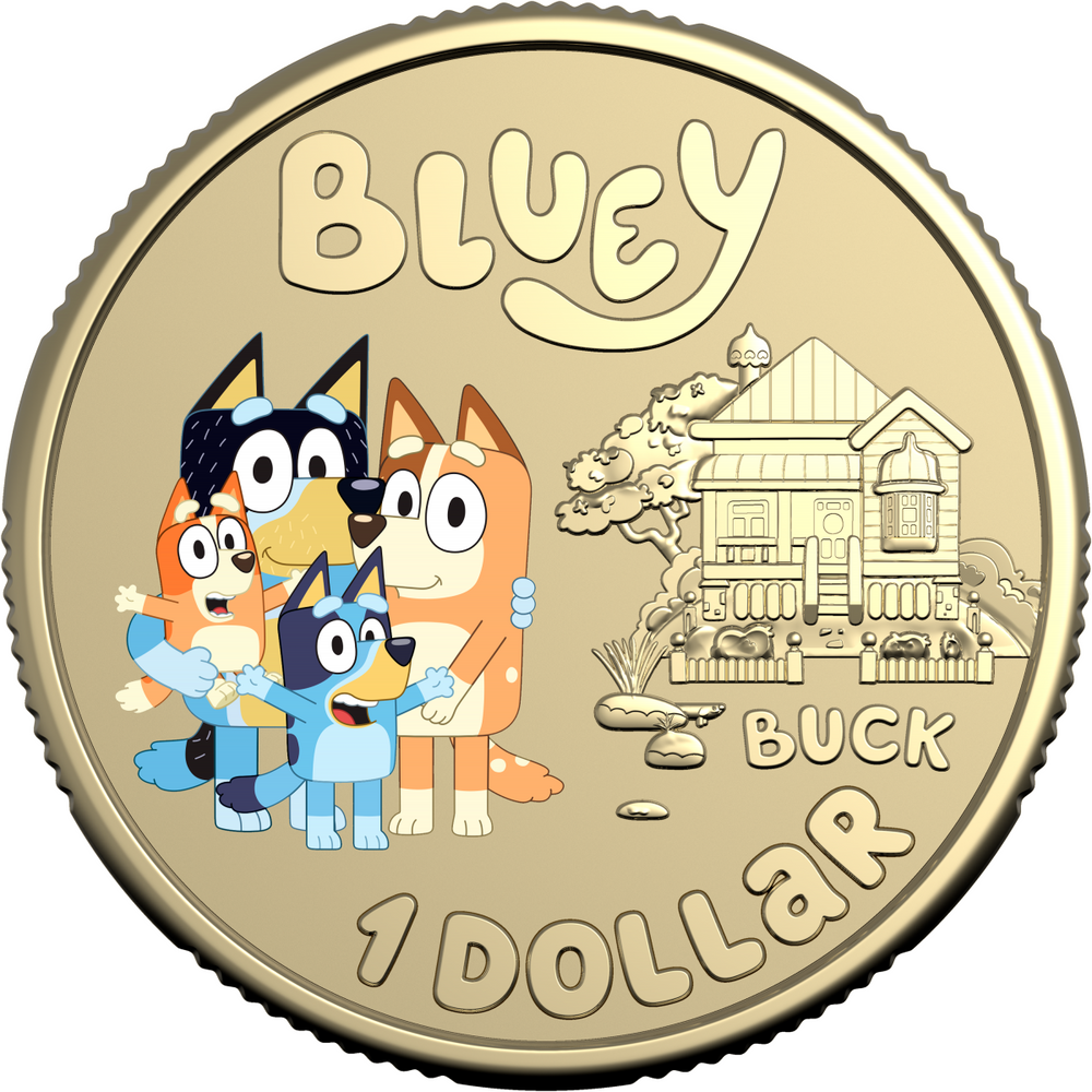 NEW 2024 BLUEY $1 Australian Coloured Uncirculated Coin Three-Coin Set