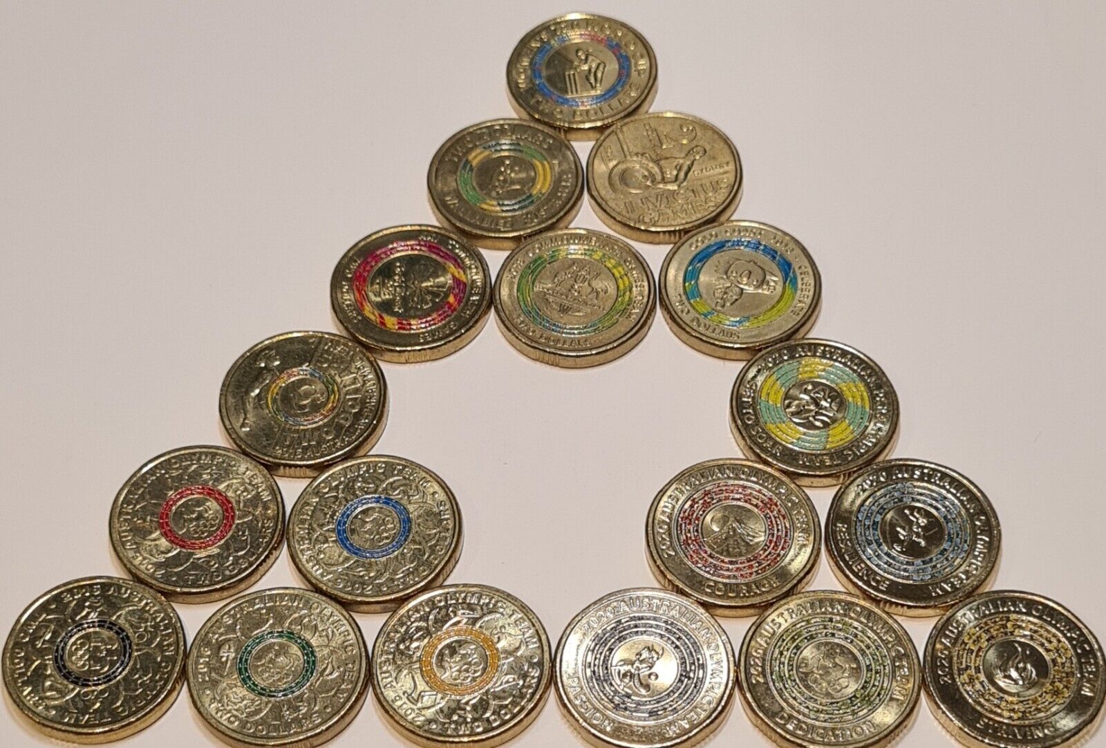 Australian $2 two dollar coin collection 2016 - 2020 Colour 18 Coins S
