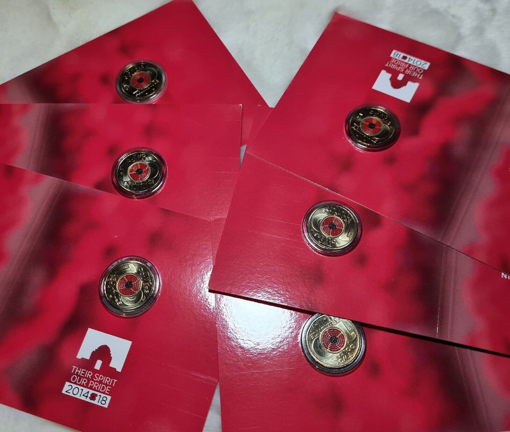 2018 ANZAC Armistice Red Poppy $2 dollar Coin, Remembrance Day C Mint