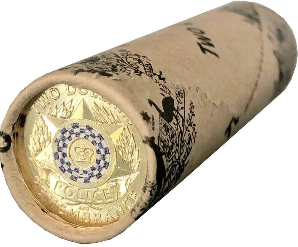 UNC 2019 $2 POLICE REMEMBRANCE RAM ROLL TWO DOLLAR COLOURED COIN (25co