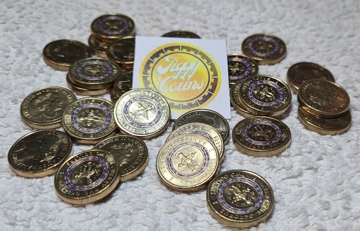 2021 $2 PURPLE WIGGLES HENRY THE OCTOPUS AUSTRALIAN TWO DOLLAR COIN RA