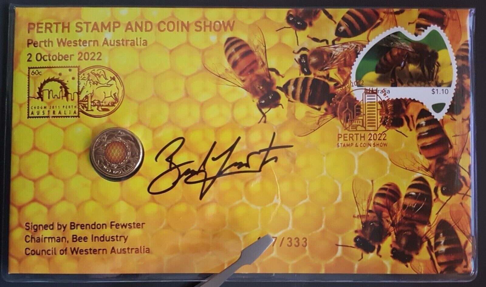 2022 Perth Stamp & Coin Show $2 Bee Keeping PNC Honey Bee Limited 235/