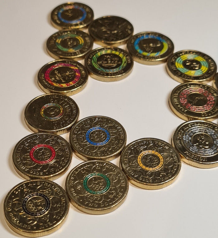 Australian $2 two dollar coin collection 2016 - 2020 Colour 18 Coins S