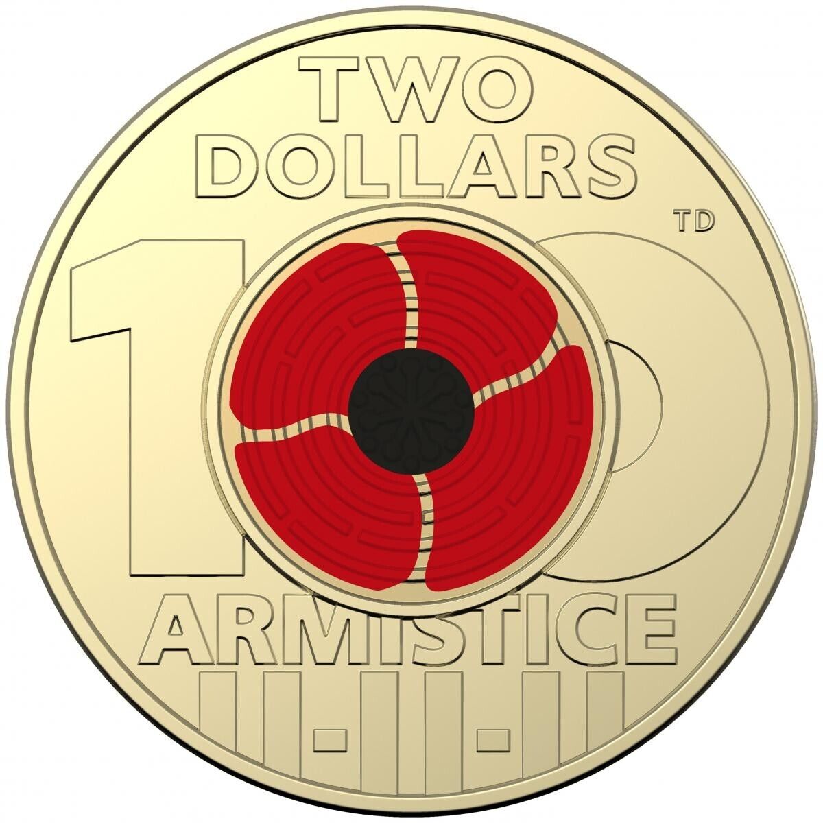 2018 $2 ARMISTICE REMEMBRANCE DAY RED POPPY AUSTRALIAN TWO DOLLAR COIN