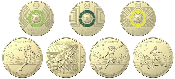 NEW 2023 $2 & $1 Matilda Coloured two dollar FIFA Coin FULL Set Woolwo