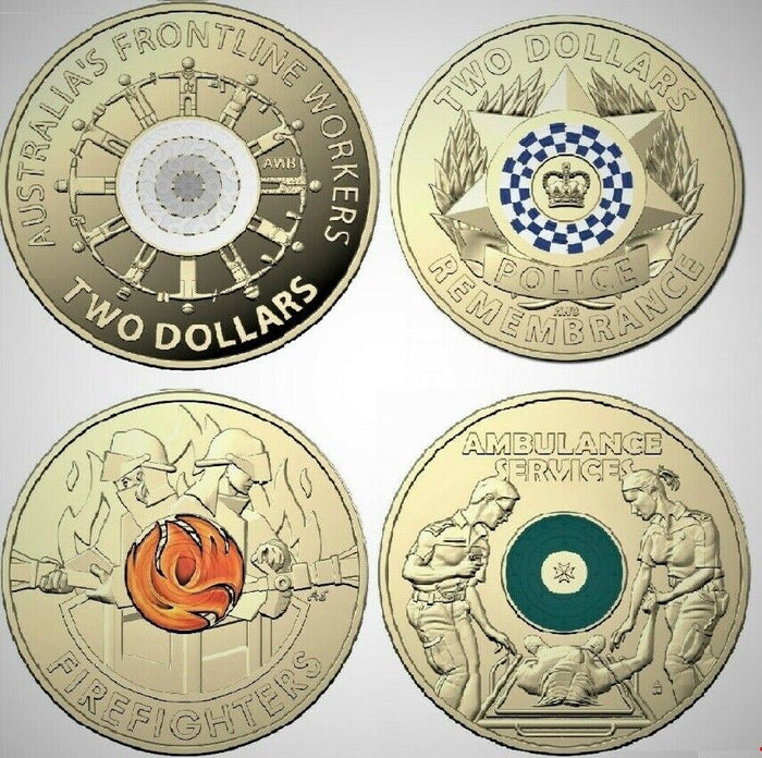 Australia $2 Two Dollar Coin Set Fire, Ambo, Police, Frontline Workers